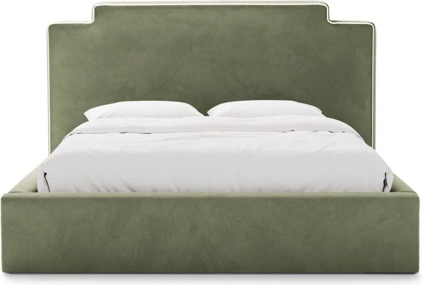 Zelená čalouněná dvoulůžková postel s úložným prostorem s roštem 140x200 cm Princess – Micadoni
