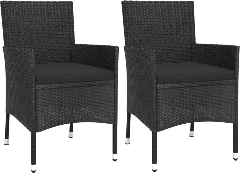 3dílný zahradní bistro set s poduškami černý polyratan 3187426