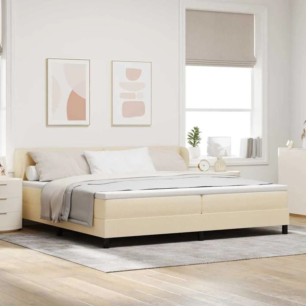Postel s boxspringem s čelo Krémová 200 x 200 cm textil 3340050