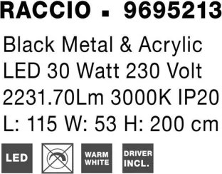 Závěsné LED svítidlo NOVA LUCE RACCIO 27W 3000K 9695213 stmívatelné Triac