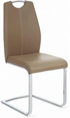 Jídelní židle NESTA, ekokůže béžová / bílé prošití