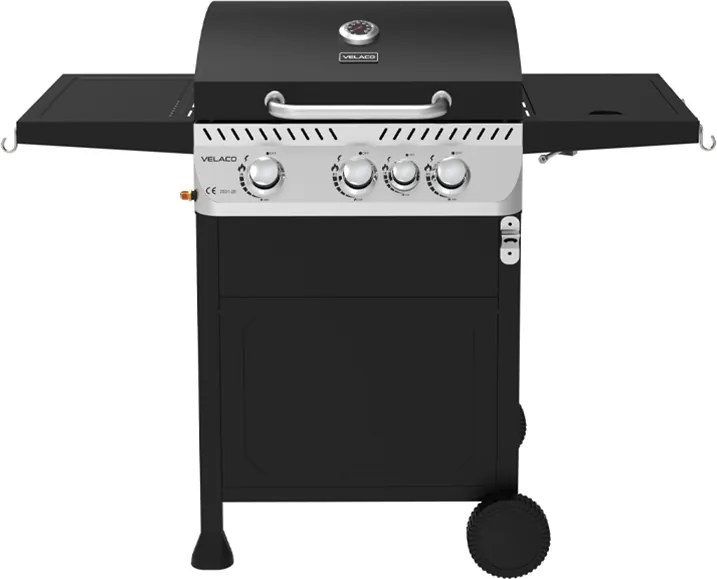 Velaco Plynový BBQ gril s boční plotýnkou, poličkou a krycí plachtou - APOLLO-B, 3+1 hořák