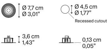 Lodes Micro Trimless, zapuštěná bílá kulatá rozeta pro 1 závěs, průměr 7,7cm
