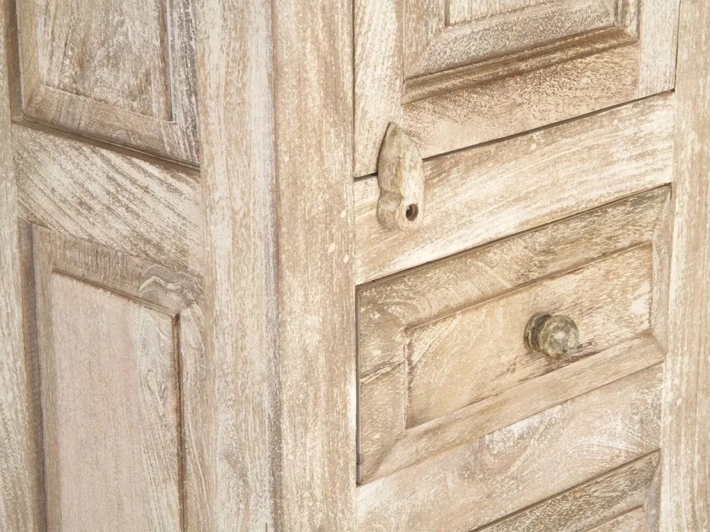 furniture-nabytek.cz - Masivní koupelnová vysoká komoda Patinor z mangového dřeva, lakovaná, přírodní – 48×33×130 cm