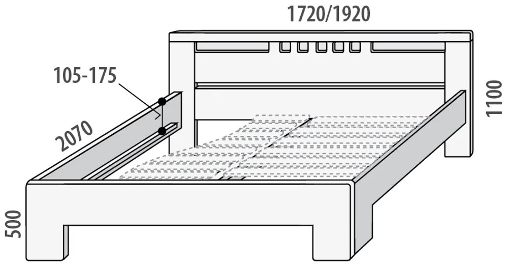 Postel Sofia, čelo rovné čtverečky 180,160 Domestav F112 Materiál: Buk cink, Povrchová úprava: Přírodní provedení, Specifikace: 180x200