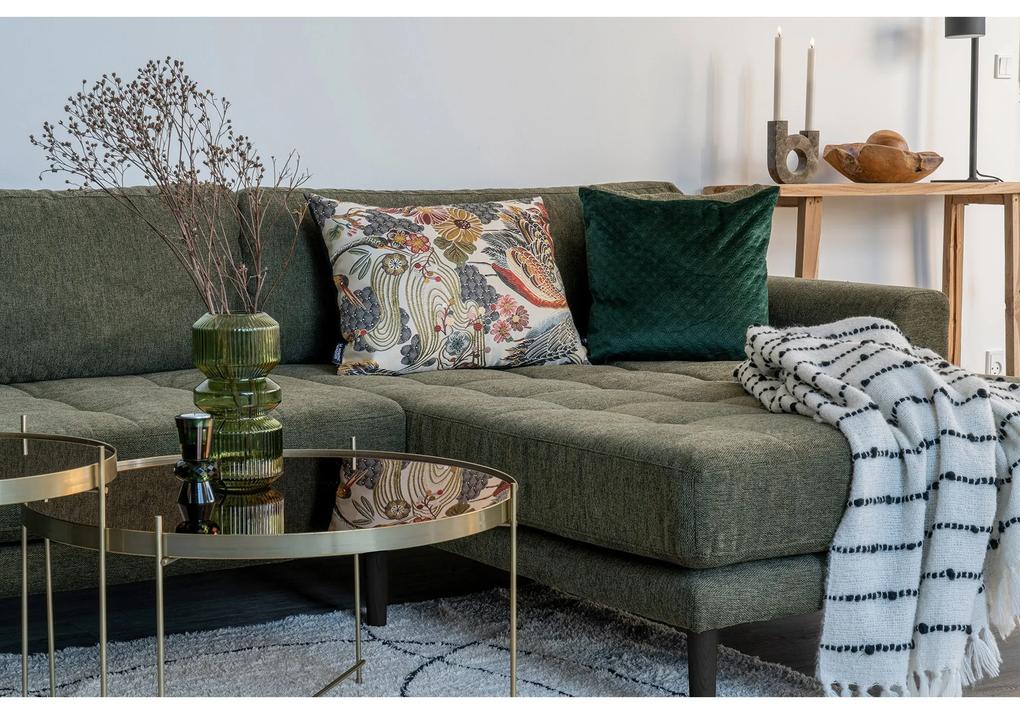 House Nordic Pohovka Lounge Sofa, pravá strana v olivově zelené barvě se čtyřmi polštáři a nohami z černého dřeva, HN1020