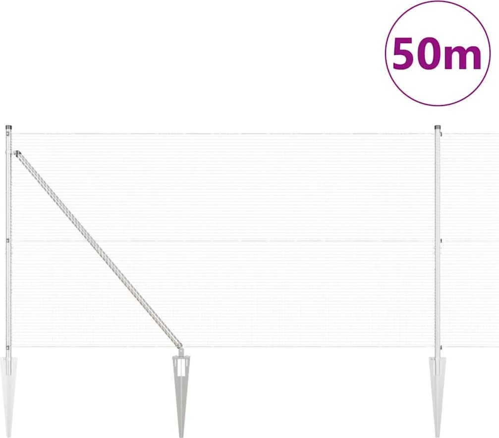 Svařované drátěné ploty s hroty 50 x 1,2 m Pozinkovaná ocel 3352001