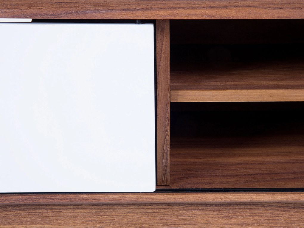 Dřevěný televizní stolek s bílými odkládacími zásuvkami EERIE Beliani