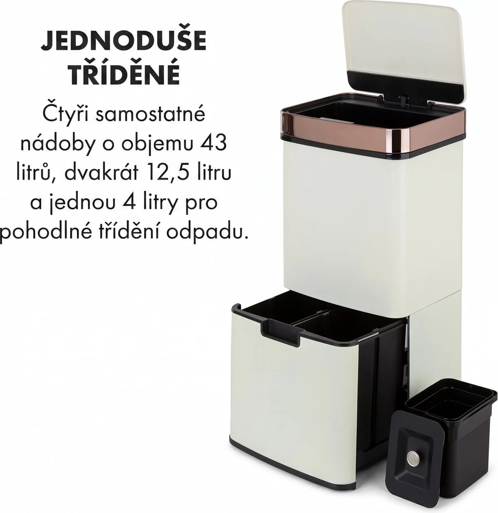 Klarstein Royal Trash Rose Gold, odpadkový koš se senzorem, 72 l, ušlechtilá ocel, růžovozlatá