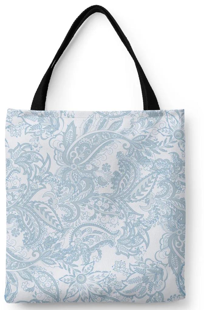 Nákupní taška Jemnost přírody - květy a listy v bílé a modré barvě