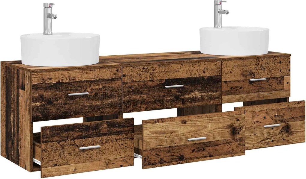 Sada koupelnových skříněk 3 ks Staré dřevo 62,5 x 44,5 x 50 cm 3405873