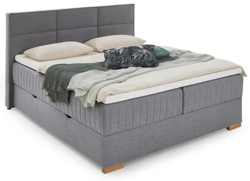 Šedá boxspring postel s úložným prostorem 160x200 cm Tambo – Meise Möbel