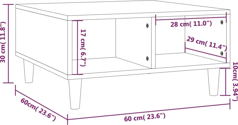 vidaXL Konferenční stolek 60 x 60 x 30 cm dřevotříska [805984] Barva: hnědý dub