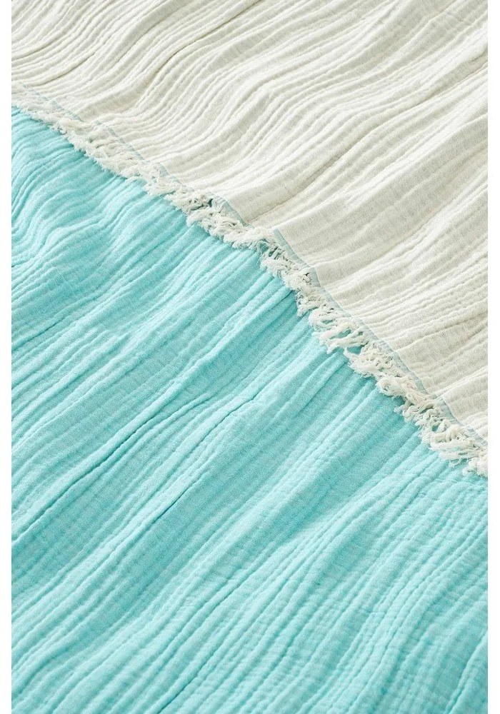 Tyrkysový mušelínový přehoz 170x250 cm Muslin – Mijolnir