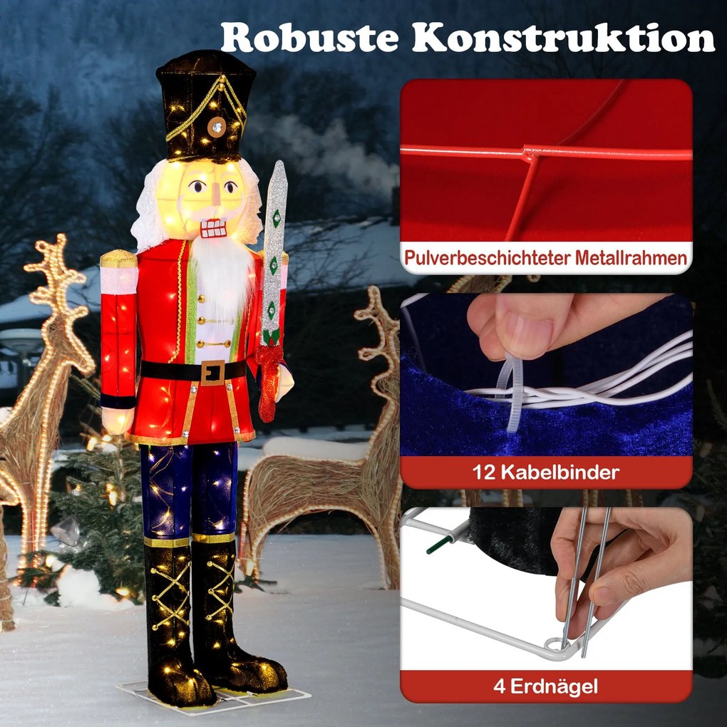 Costway Svítící vánoční louskáček 157 cm se 100 LED