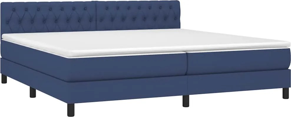 Box spring postel s matrací a LED modrá 200x200 cm textil 3133427