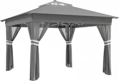 Outsunny Garden Stan se solárně napájenými LED diodami Garden Stan s osvětlením, 336 cm x 270 cm, šedá