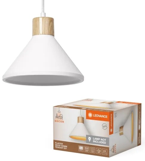 Ledvance - Lustr na lanku DECOR PLASTER 1xE27/25W/230V pr. 22 cm sádra bílá