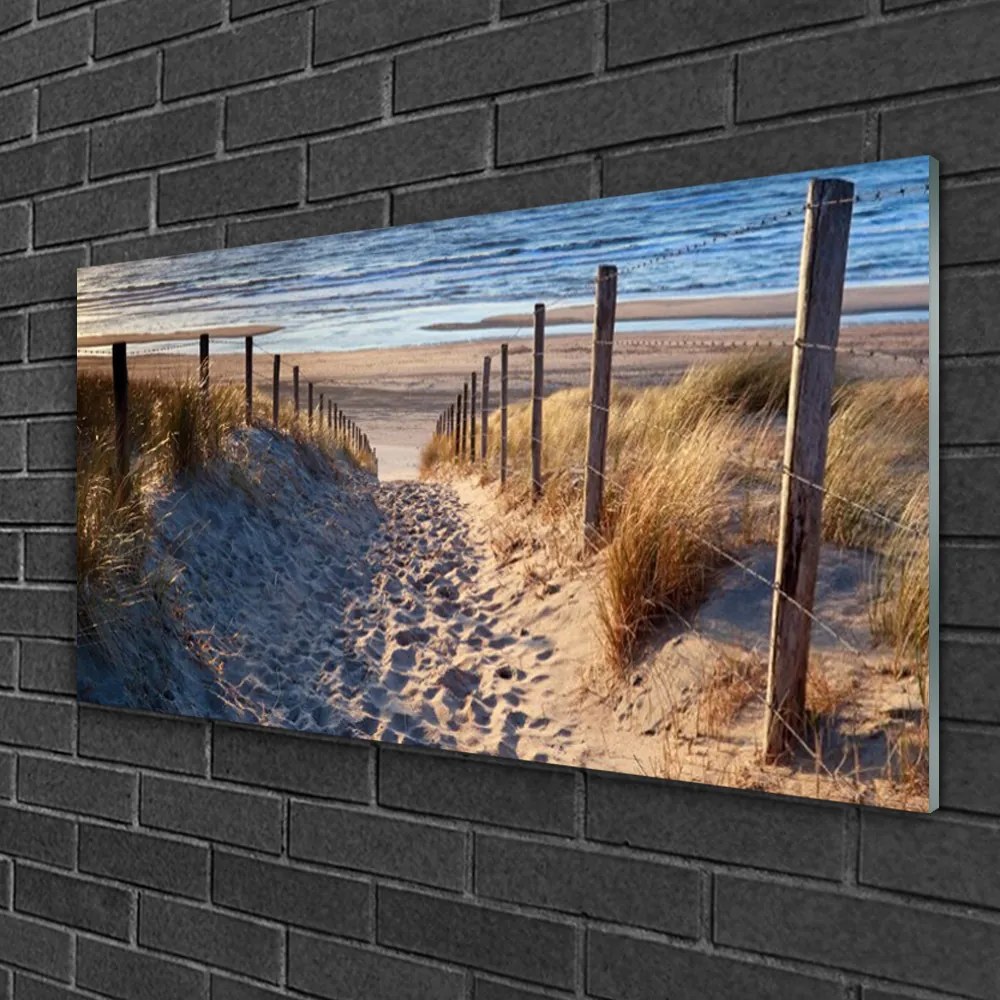 Obraz na skle Stezka Moře Krajina 125x50 cm