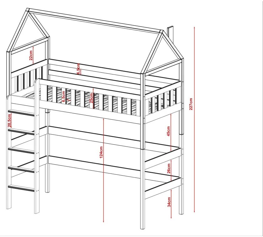 Legno Dětská patrová postel Otto grafit Rozměr (cm): 90x200