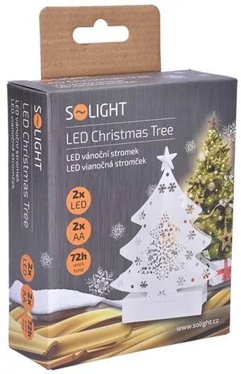 SOLIGHT LED kovový vánoční stromek, 2x baterie AA, IP20