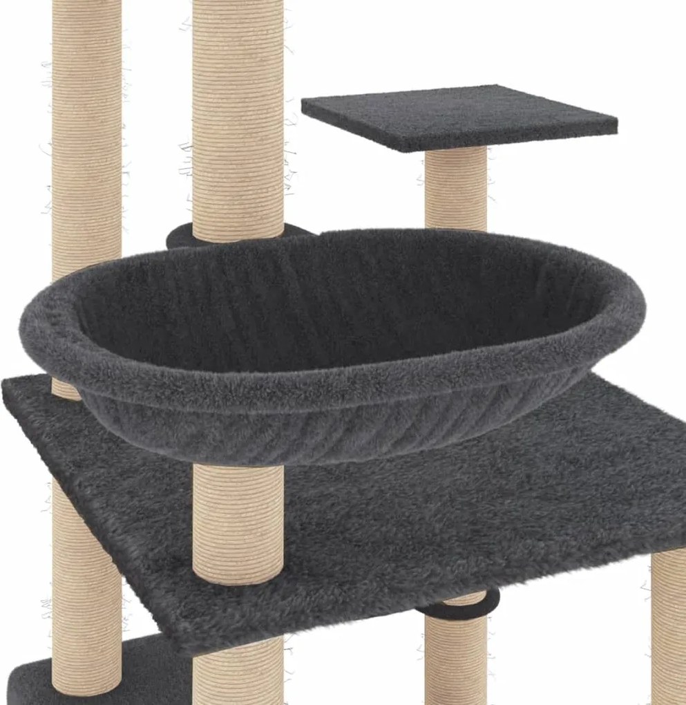 Škrabadlo pro kočky se sisalovými sloupky tmavě šedé 141 cm 171749