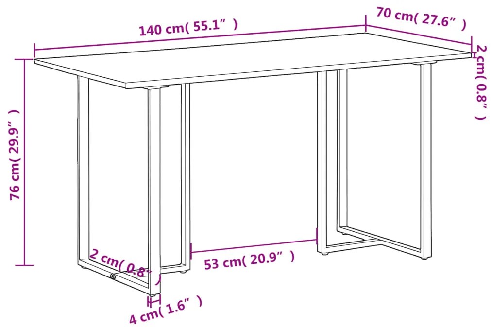vidaXL Marketos Jídelní stůl 140 cm hrubé mangovníkové dřevo