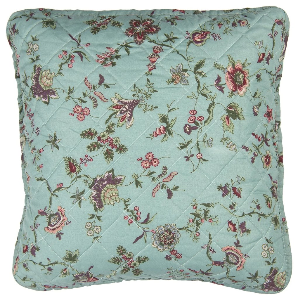 Tyrkysový povlak na polštář s květy Flowers - 40*40 cm
