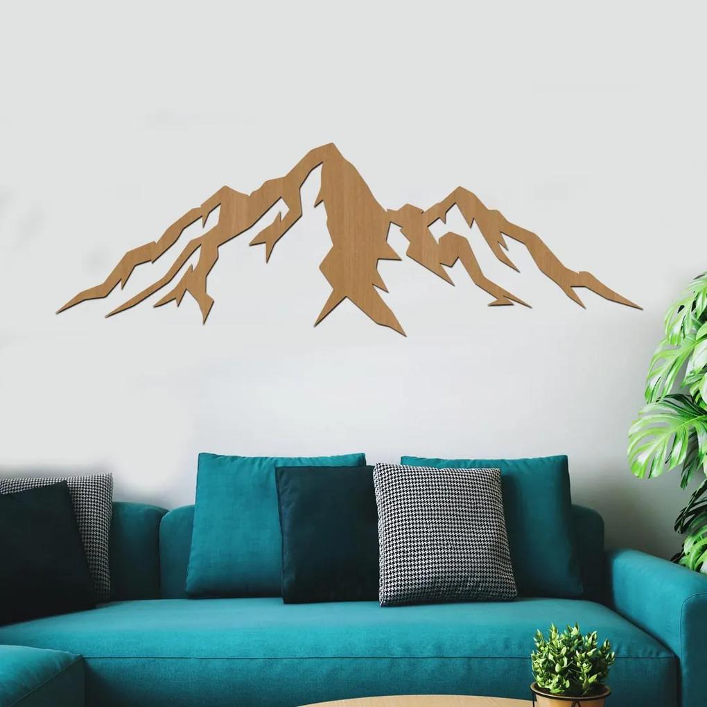 Dřevěný obraz Horské vrcholky Rozměry (cm): 80x26, Barevný vzor: Horský dub