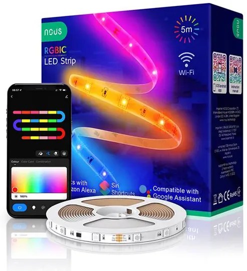 Smart LED pásek 12V 40LED/m IP44 18W RGB NOUS F4 5m WiFi Tuya