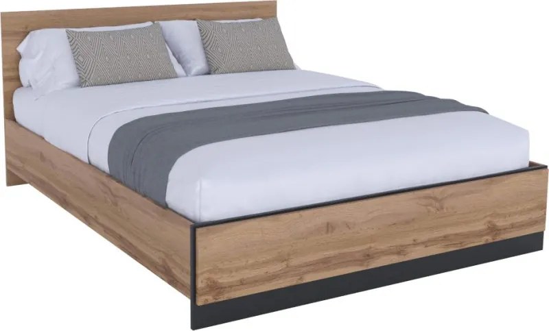 Postel AMONI 160x200, dub wotan/černá Kondela 0000400446