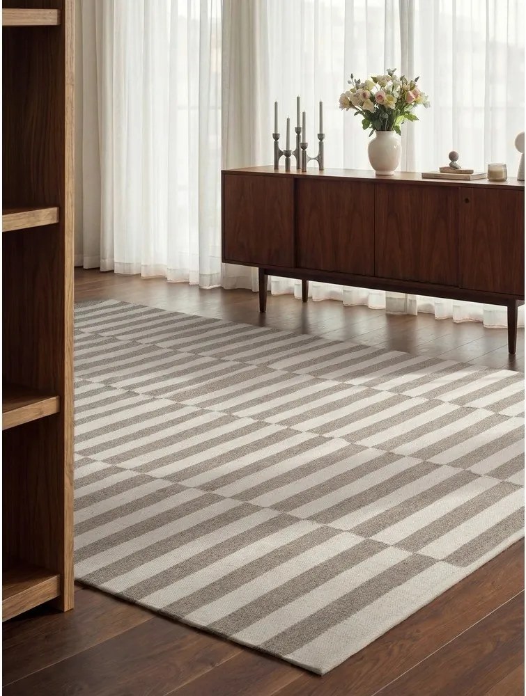 Bílý/šedý oboustranný/ručně tkaný vlněný koberec 200x300 cm Vika – Hanse Home