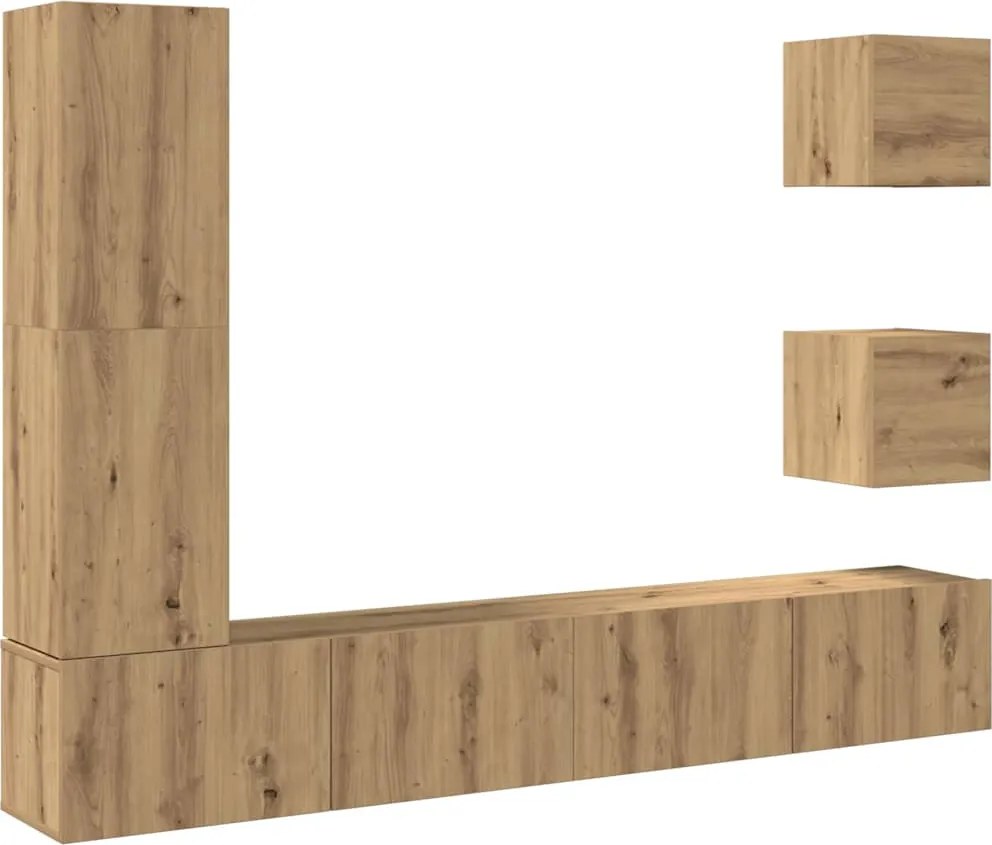 Sada 5 kusů nástěnné TV skříňka dub artisan kompozitní dřevo 3329202