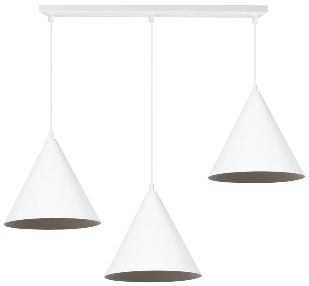 Závěsné svítidlo Soho, 3x bílé kovové stínítko, (fi 25cm)