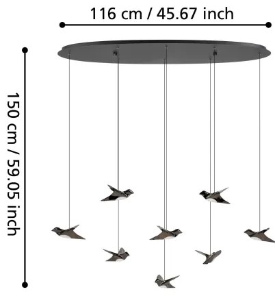 Eglo 390055 - LED Stmívatelný lustr na lanku PARATEBUENO 8xLED/4,2W/230V černá
