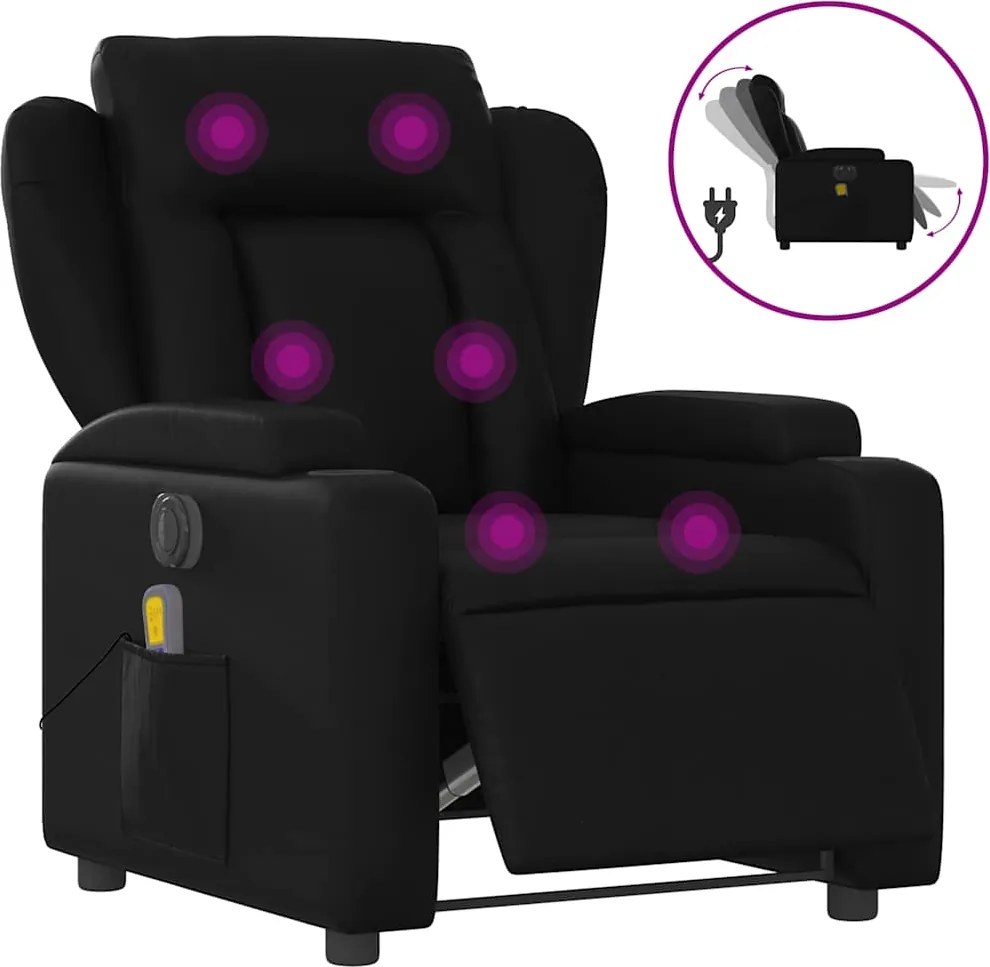Elektrické masážní polohovací křeslo černé umělá kůže 3204537
