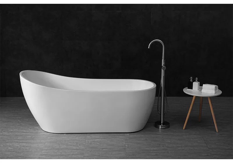 BPS-koupelny Volně stojící akrylátová vana HYD-FOR520C 170x75 bílá, odtokový komplet chrom