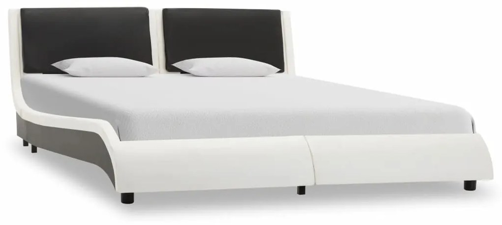 280463 vidaXL Rám postele bíločerný umělá kůže 120 x 190 cm