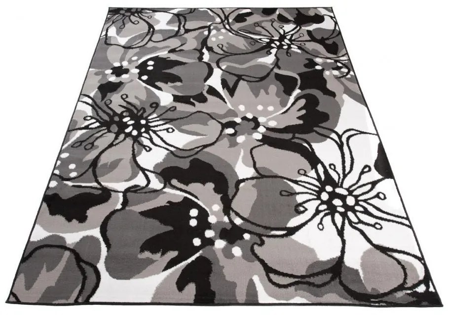 Kusový koberec PP Velké květy šedý 130x190cm