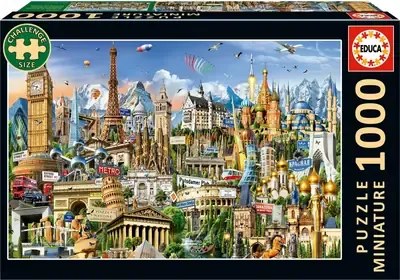 EDUCA Miniaturní puzzle Symboly Evropy / 1000 dílků