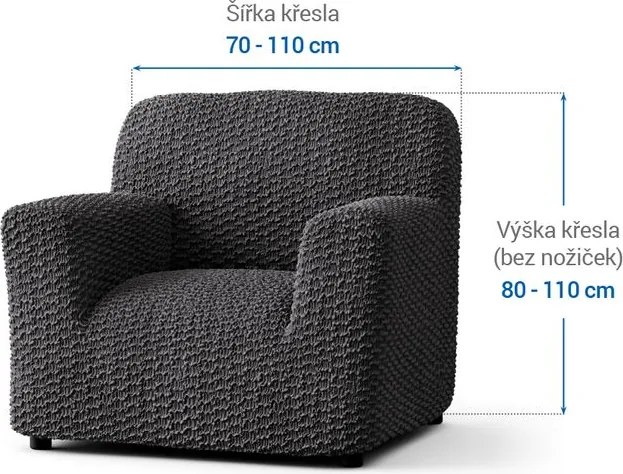 Bielastické potahy MOSAICO tmavě šedé křeslo (š. 60 - 110 cm)