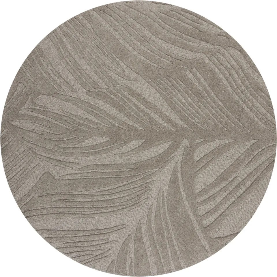 Kusový koberec Solace Lino Leaf Grey kruh, 160x160 (priemer) kruh, šedá, obývacia izba, Flair Rugs