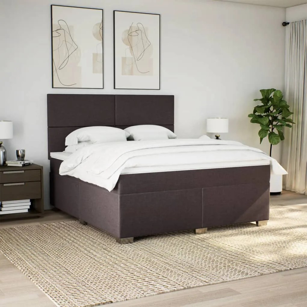 Box spring postel s matrací tmavě hnědá 180x200 cm textil 3292863