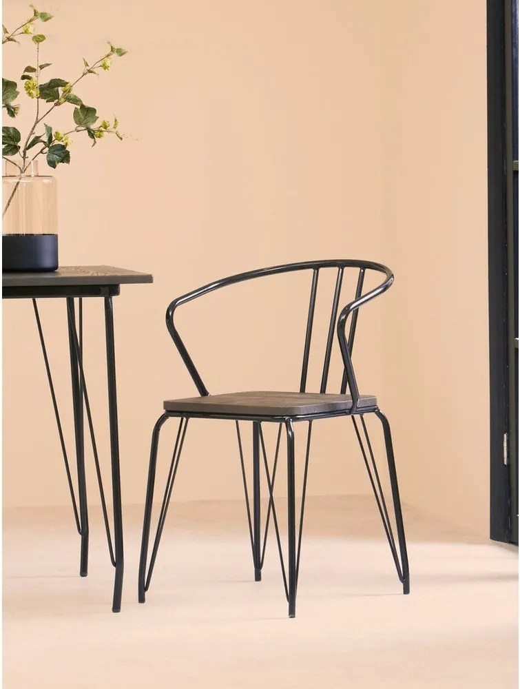 Černá/v přírodní barvě jídelní židle z jilmového dřeva District – Premier Housewares
