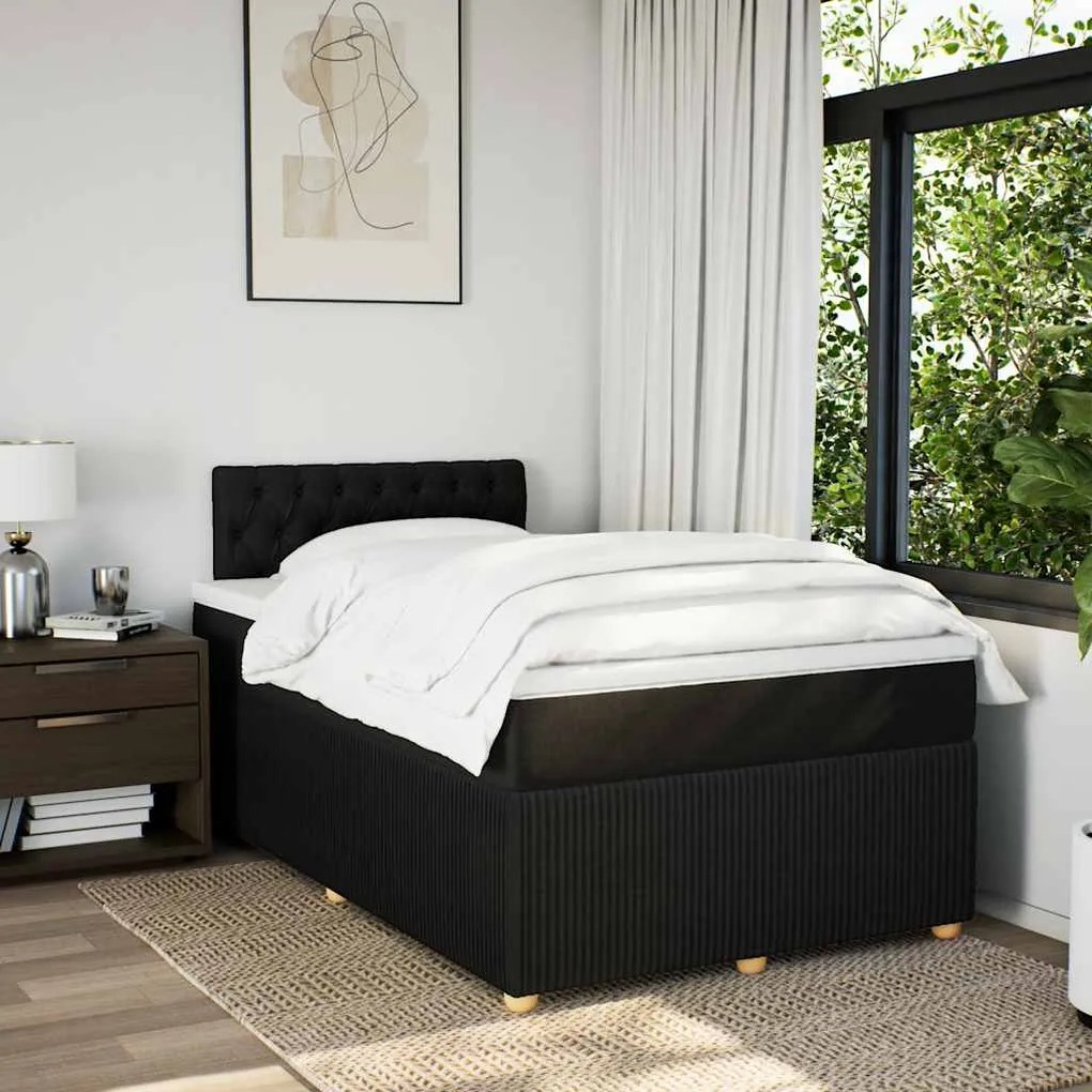Box spring postel s matrací černá 120x200 cm textil 3289732