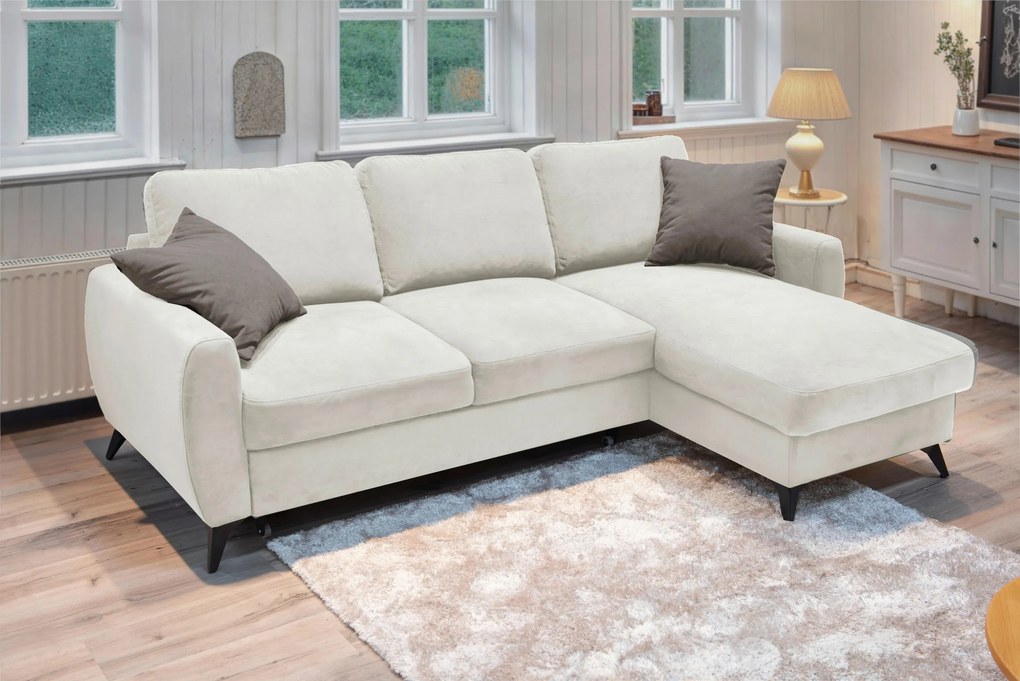 XXXLutz ROHOVÁ ROZKLÁDACÍ POHOVKA, kov, textil, kompozitní dřevo, krémová MID.YOU - Online Only sedačky - 000694010102