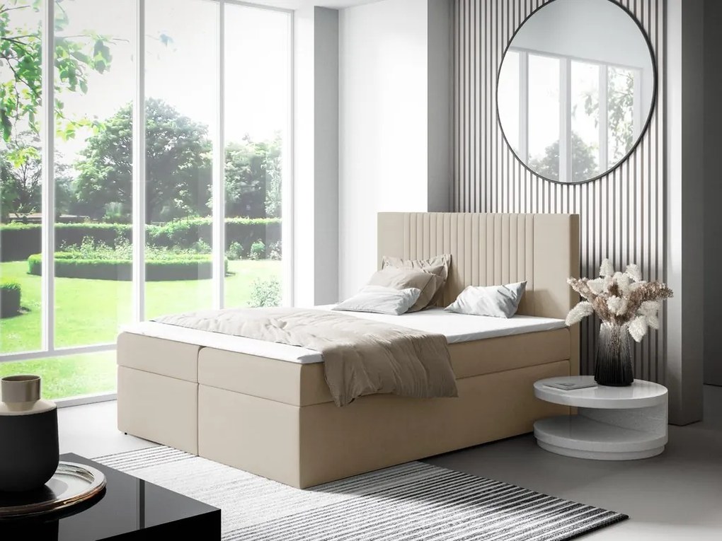 Eka Kontinentální čalouněná postel LINA - Trinity (160x200 cm) Barva látky Trinity: Černá (Trinity 2316)