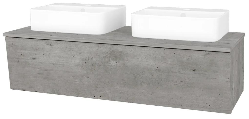 Dřevojas Koupelnová skříň INVENCE SZZ 125 (2 umyvadla Joy 3) Varianta: D16  Beton tmavý / D16 Beton tmavý