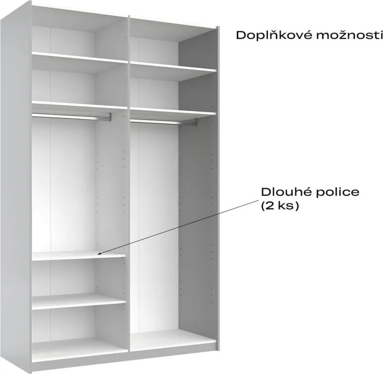 Skříň s posuvnými dveřmi 1,5x2,4 m lesklá / zrcadlo Megy