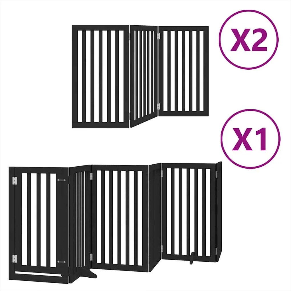 Zábrana pro psy s dvířky skládací 12 panelů černá 600 cm topol 3155657